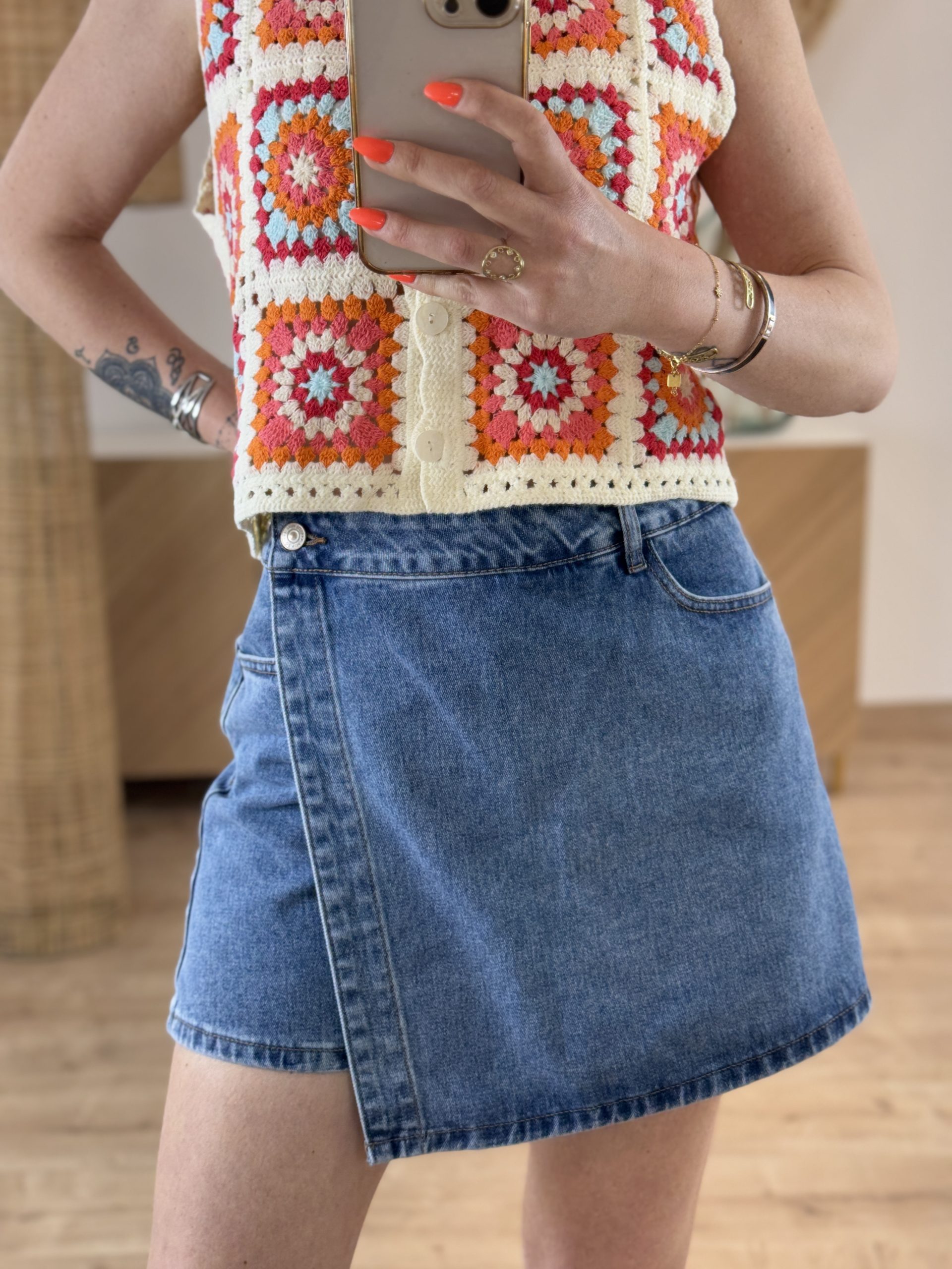 Jupe Short Jeans Femme – denim bleu, coupe moderne
